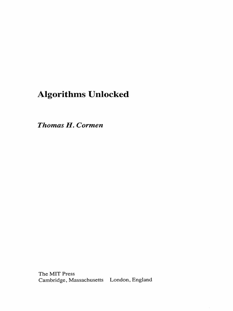 Algorithms: Unlocked | PDF | Cryptography | Algorithms