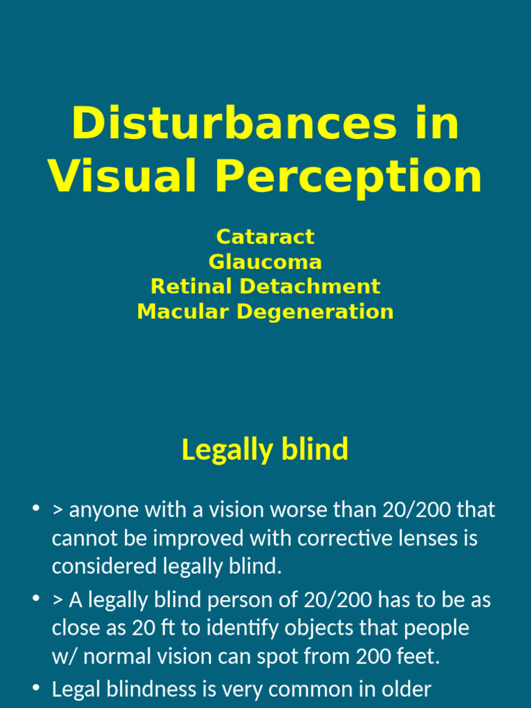 Distubances in Visual Perception | PDF | Cataract | Visual Impairment