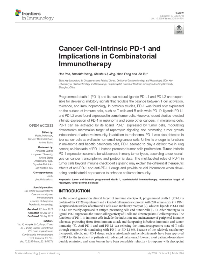 PD1 - and Combination - Fimmu-09-01774 | PDF | Melanoma | T Cell