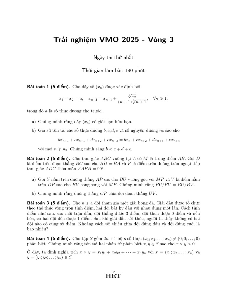 TRAI - NGHIEM - VMO - 2025 Vòng 3 - Ngày Thi Thứ Nhất | PDF