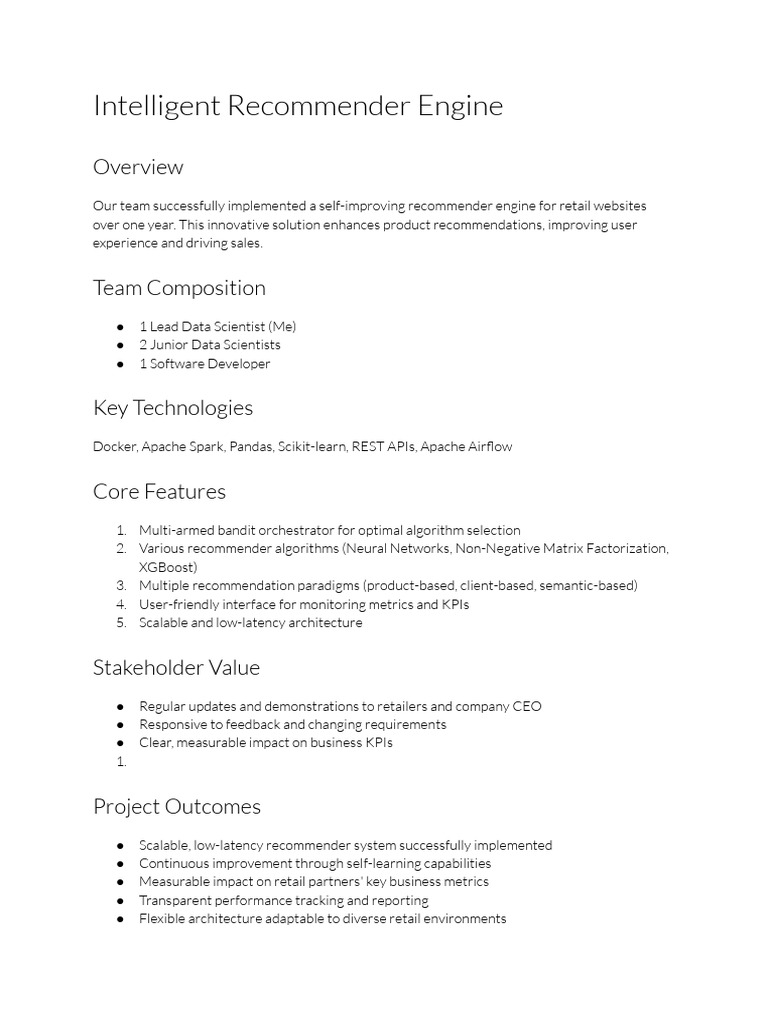 Intelligent Recommender Engine | PDF