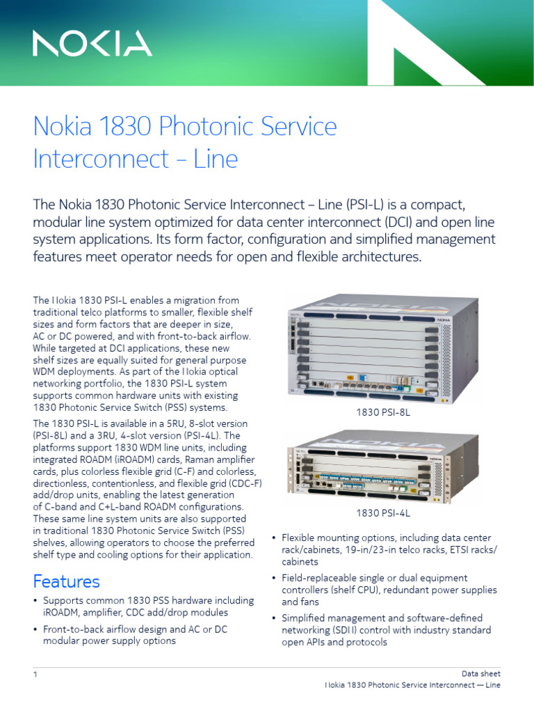 Nokia 1830 Photonic Service Interconnect Line Data Sheet EN 2023 | PDF | Wavelength Division ...