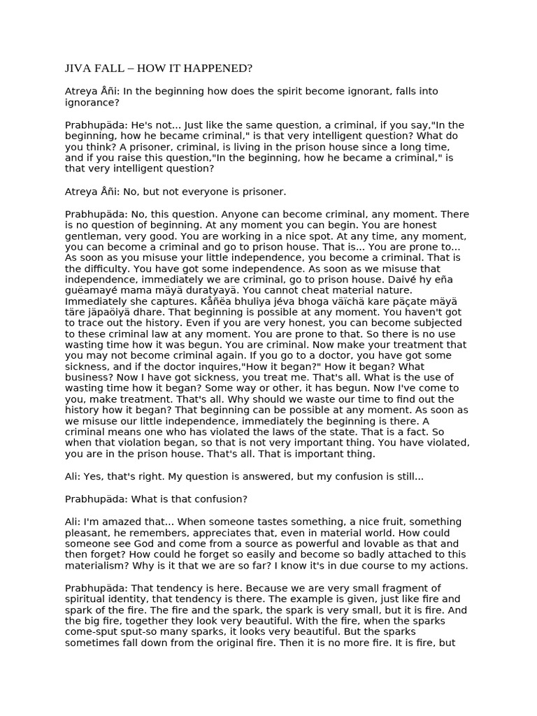 Jiva Fall - How Did It Happen | PDF | Krishna | Hinduism