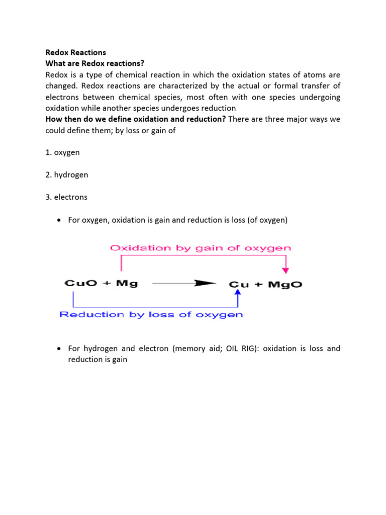 Understanding Redox Reactions Basics | PDF | Redox | Chemical Reactions