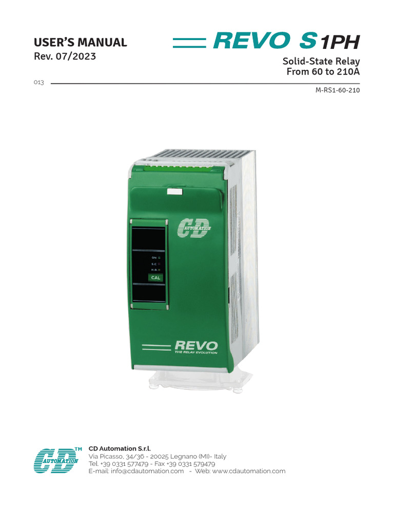 ENG REVO S 1PH 60 210A Solid State Relay | PDF | Fuse (Electrical) | Electrical Engineering