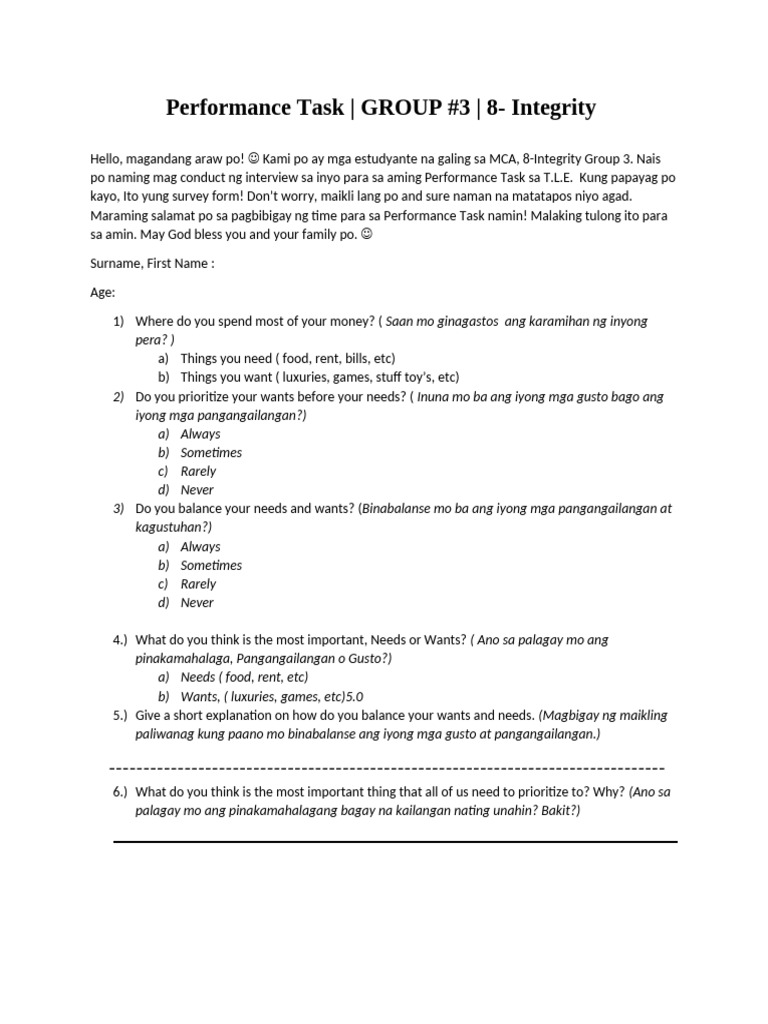GR P 3 Integrity Survey | PDF