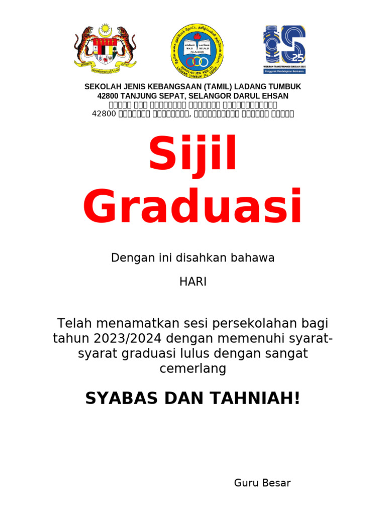 SIJIL PROGRAM NILAM CONTOH | PDF