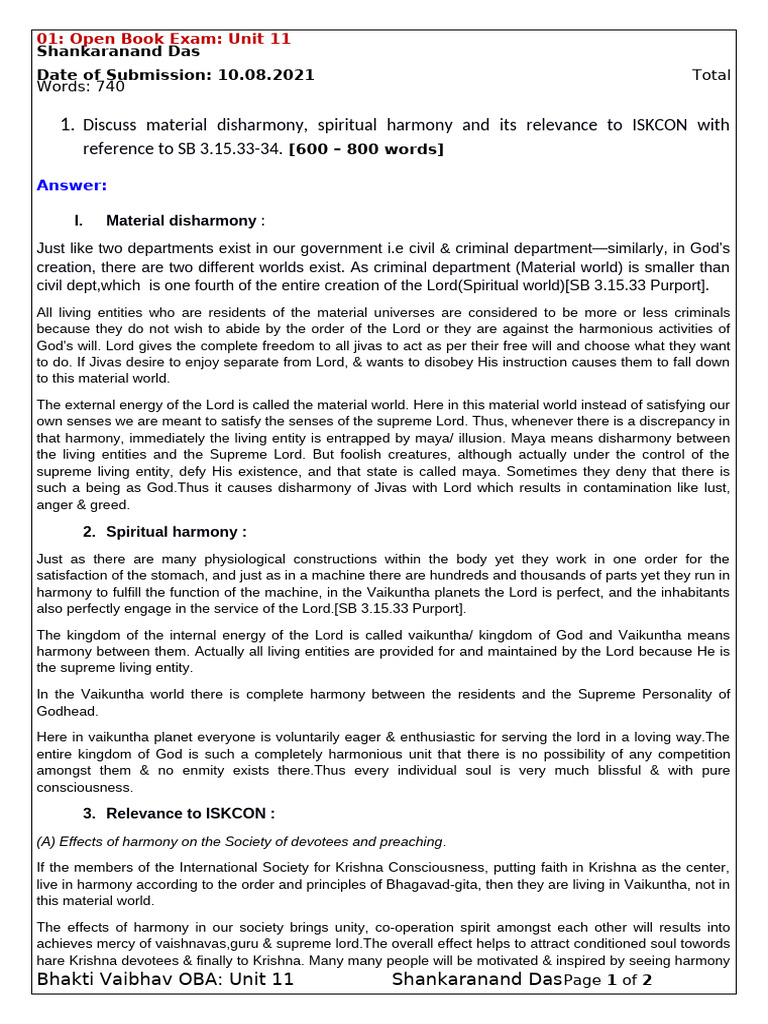 OBA BVB Unit 11 Shankaranand Das | PDF | Religious Belief And Doctrine