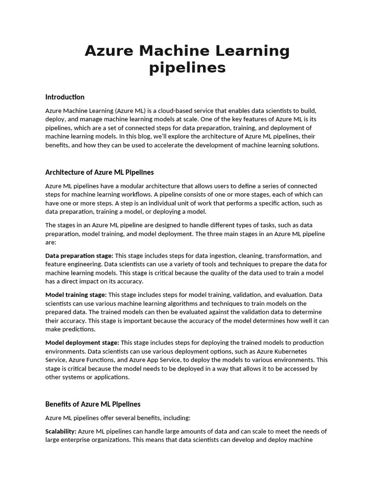 Azure Machine Learning pipelines | PDF | Machine Learning | Data Science