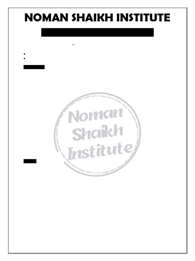 Noman Shaikh Institute | PDF