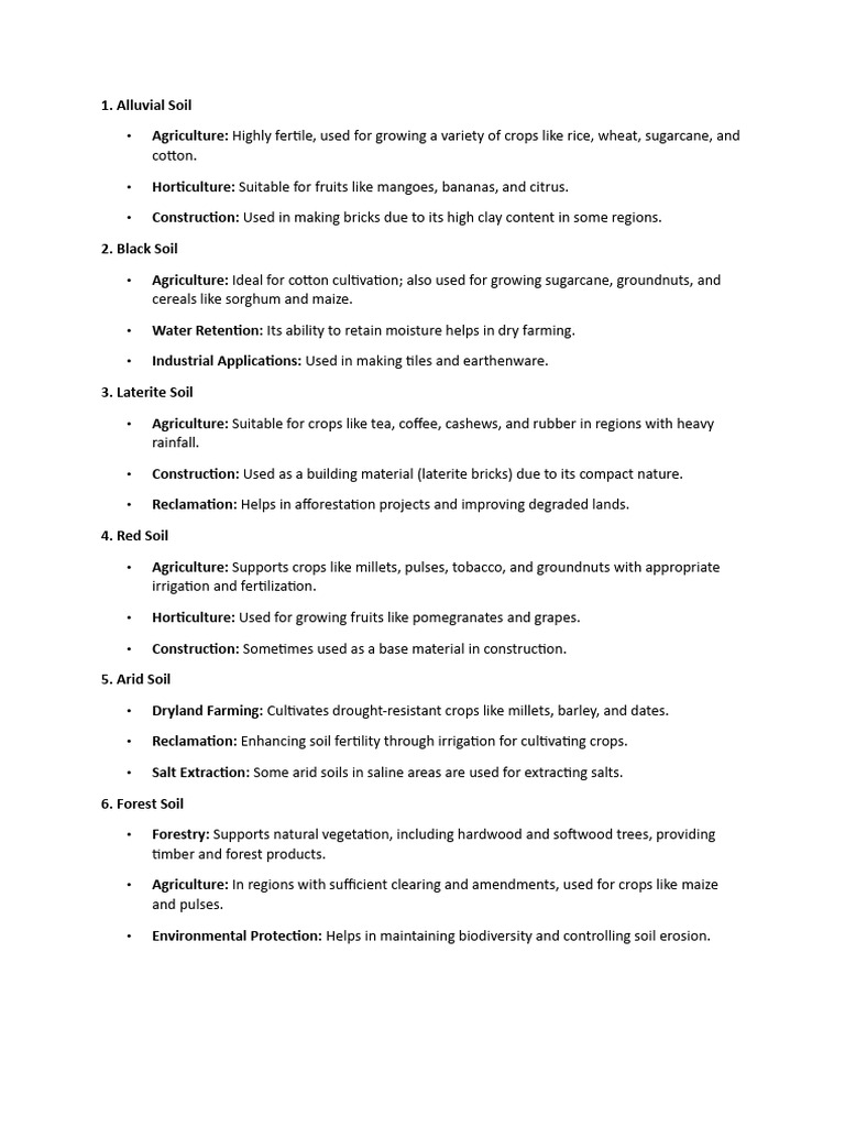 Types of Soil and Their Uses | PDF