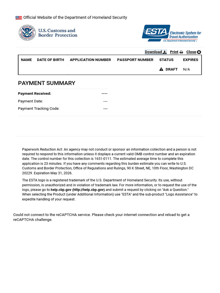 Official ESTA Application Website, U.S. Customs and Border Protection | PDF Official ESTA Application Website, U.S. Customs and Border Protection | PDF