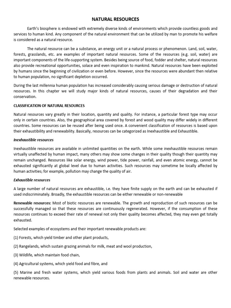 Natural Resources 2 | PDF | Wetland | Deforestation