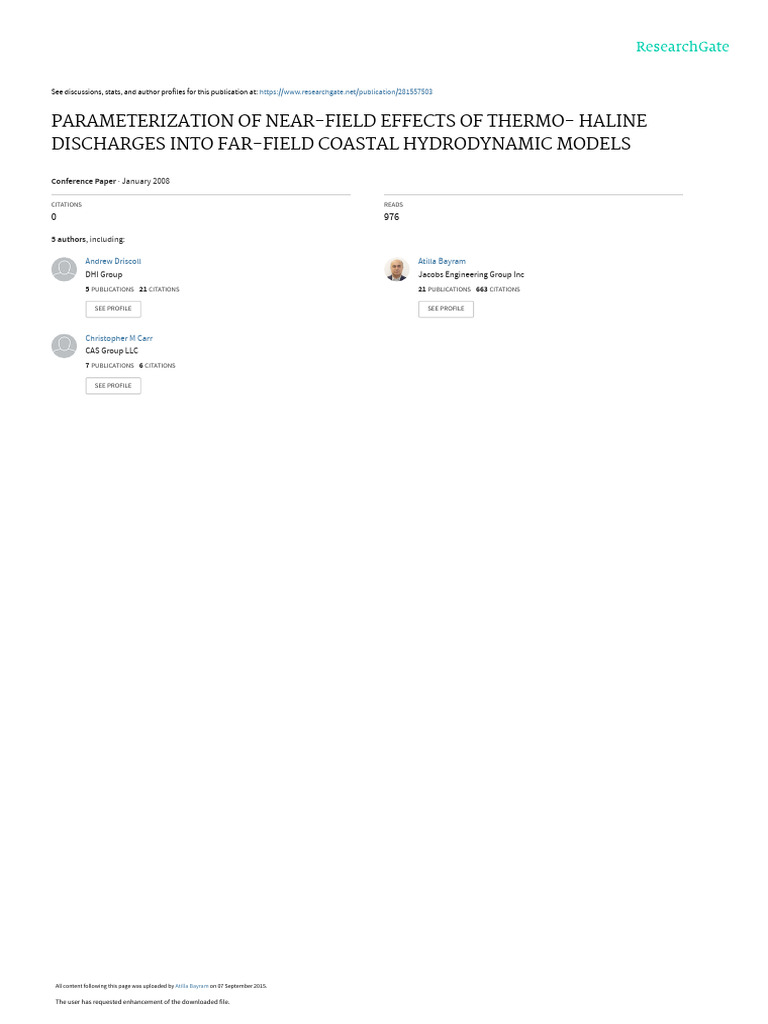 Parameterization of Near-Field Effects of Thermo-Haline Discharges Into Far-Field Coastal ...