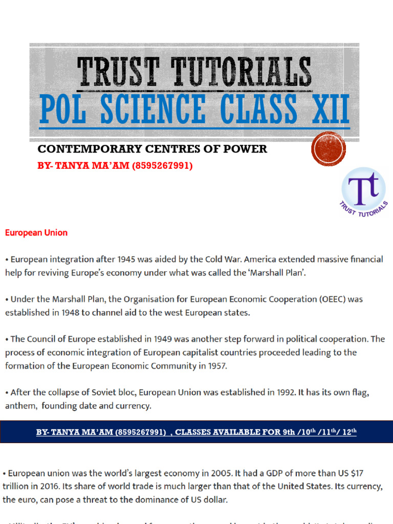 Class 12 Contemporary Centres of Power | PDF