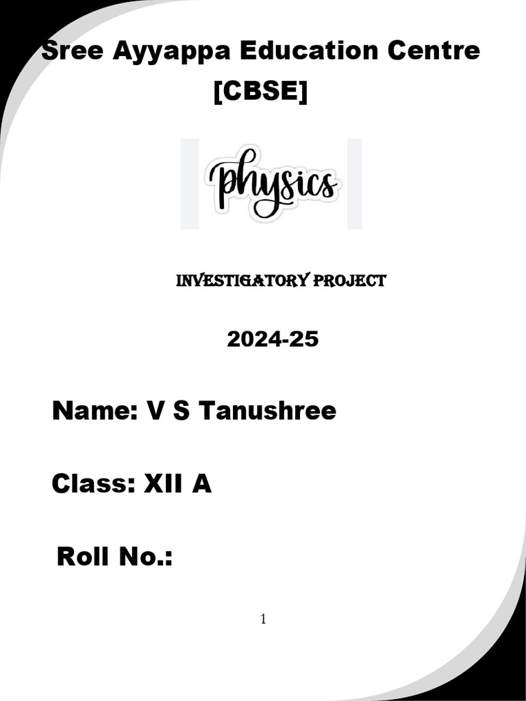 Physics Investigatory Project Final | PDF | Refraction | Refractive Index