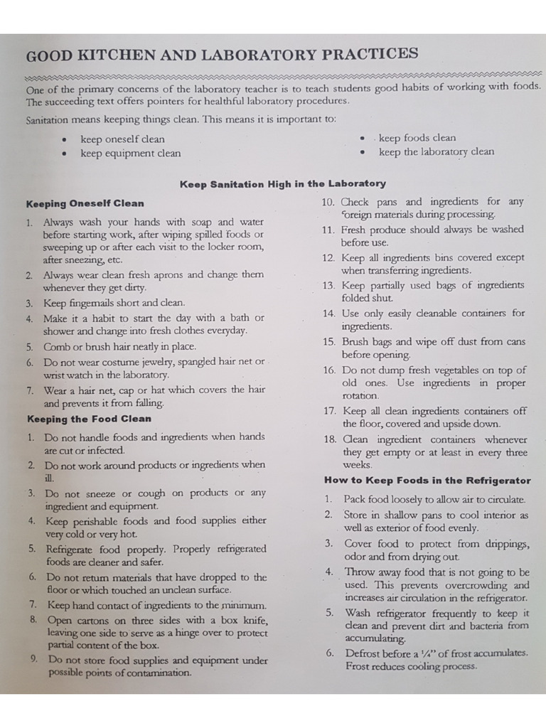 Good Kitchen and Laboratory Practices 2 | PDF