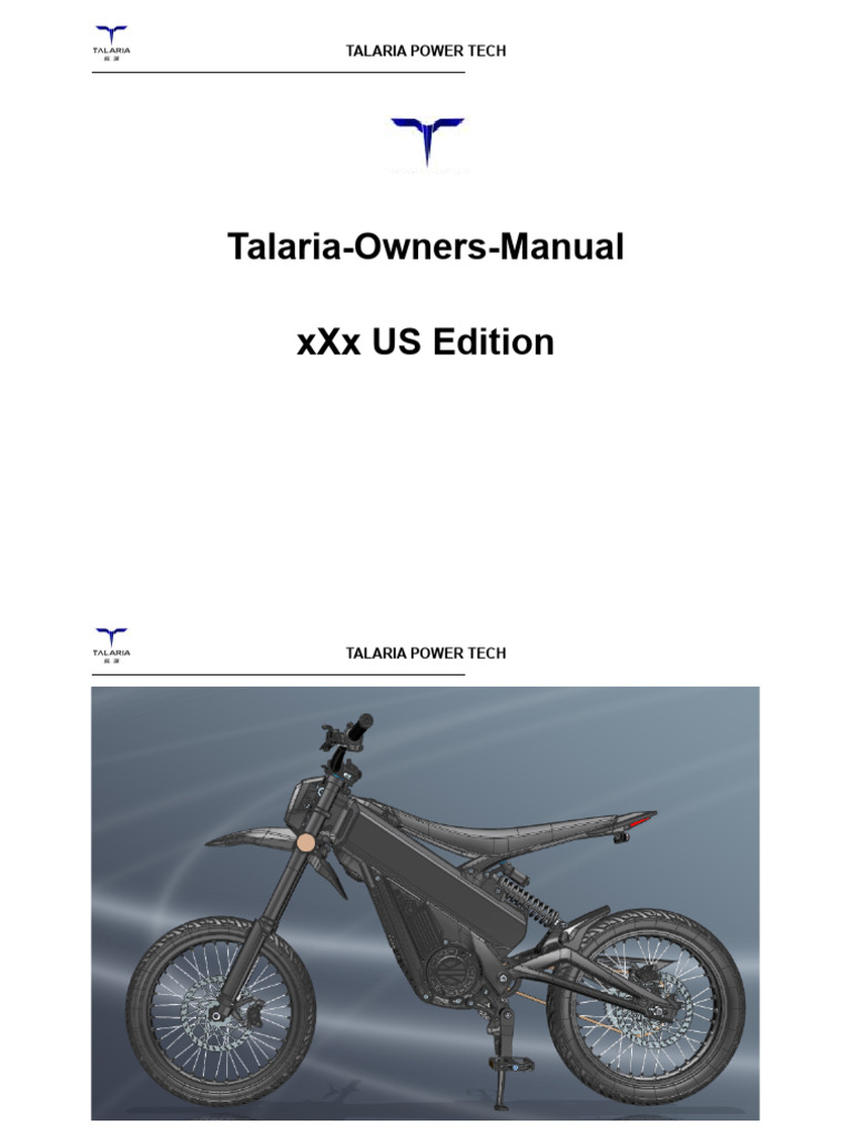 Talaria xXx Electric Bike Manual | PDF | Battery Charger | Brake