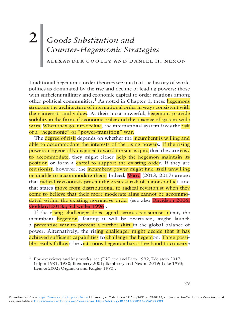 Goods Substitution and Counter-Hegemonic Strategies | PDF | Hegemony ...