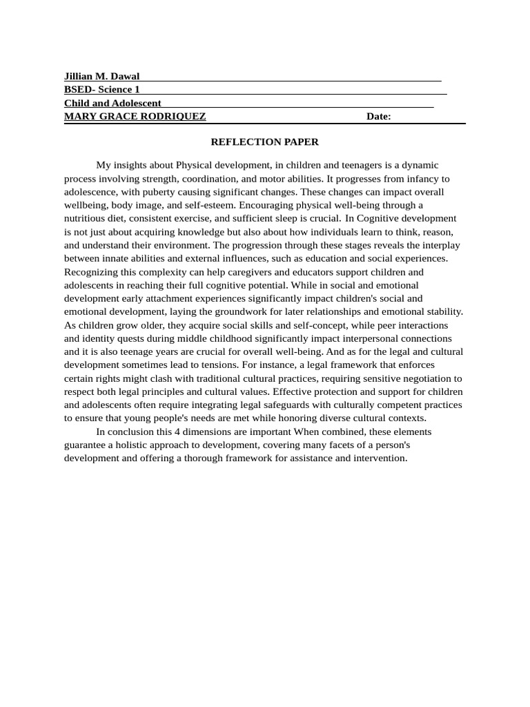 Reflection in Child | PDF