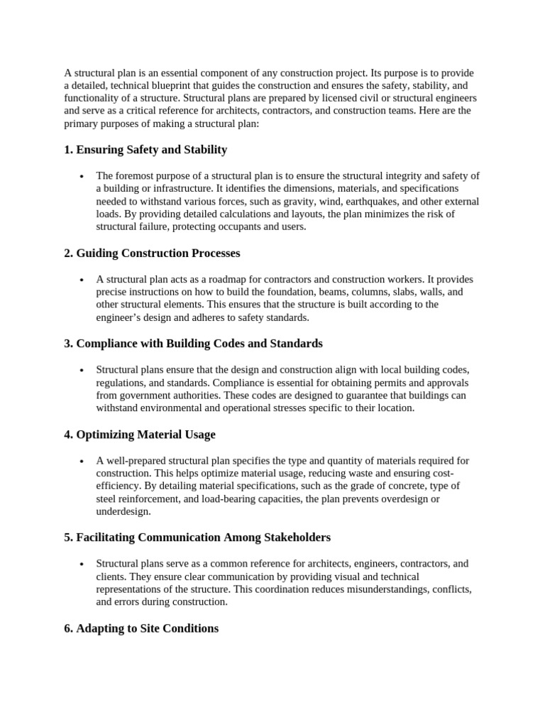 Purpose of Structural Plan | PDF | Safety | Specification (Technical ...