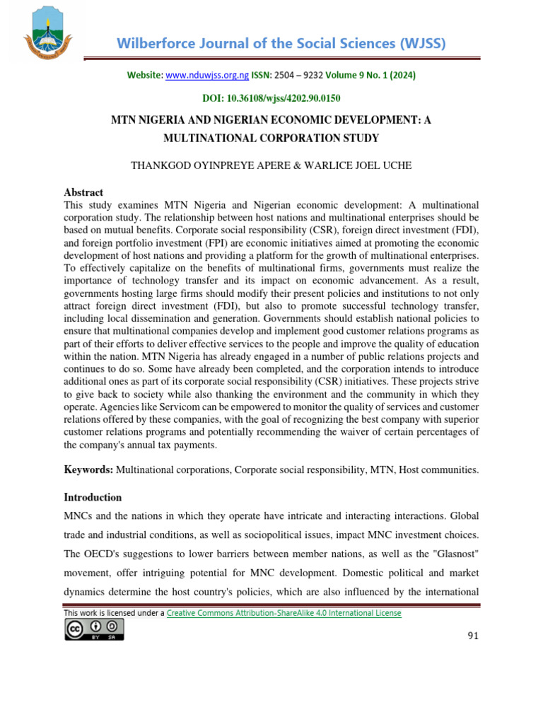 MTN Nigeria and Nigerian Economic Development A Mu | PDF | Corporate Social Responsibility ...