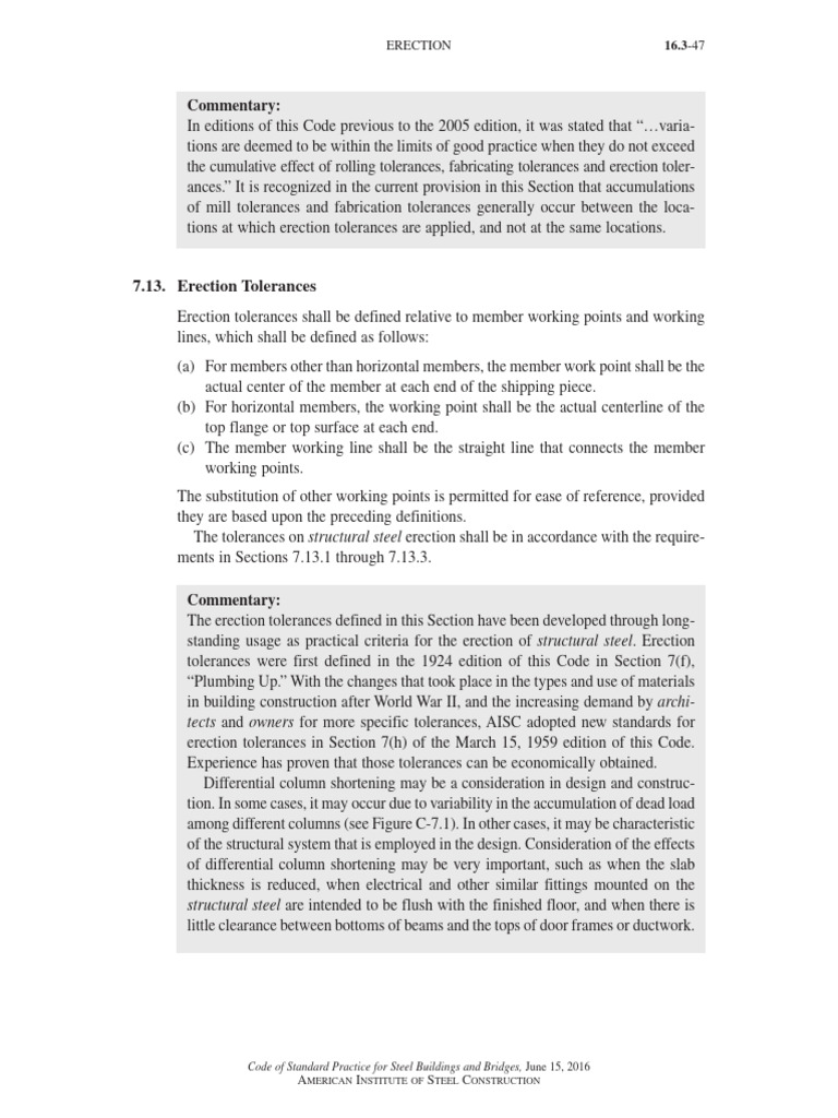 Erection Tolerance - AISC | PDF | Engineering Tolerance | Truss