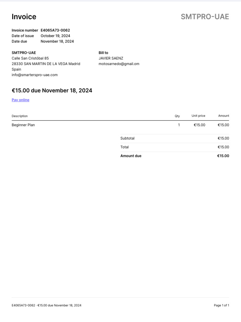 Invoice E4065A73 0062 | PDF