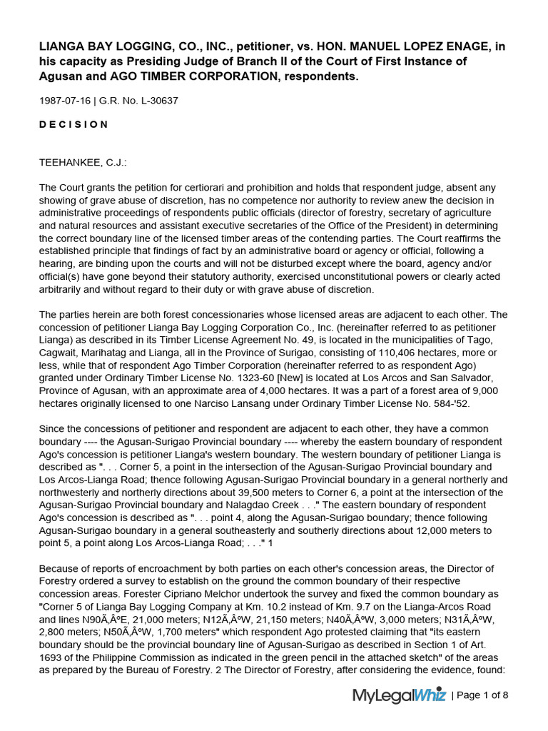 Timber Boundary Dispute Ruling | PDF