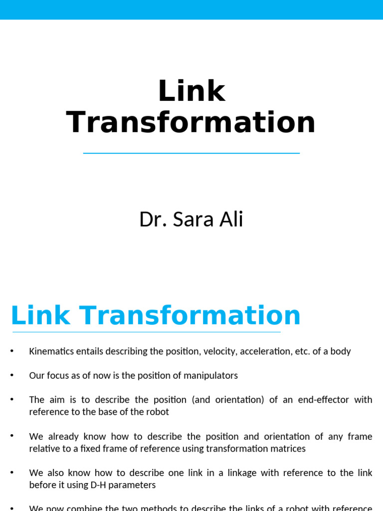 Link Transformation - Lec 4.pps | PDF | Kinematics | Euclidean Geometry
