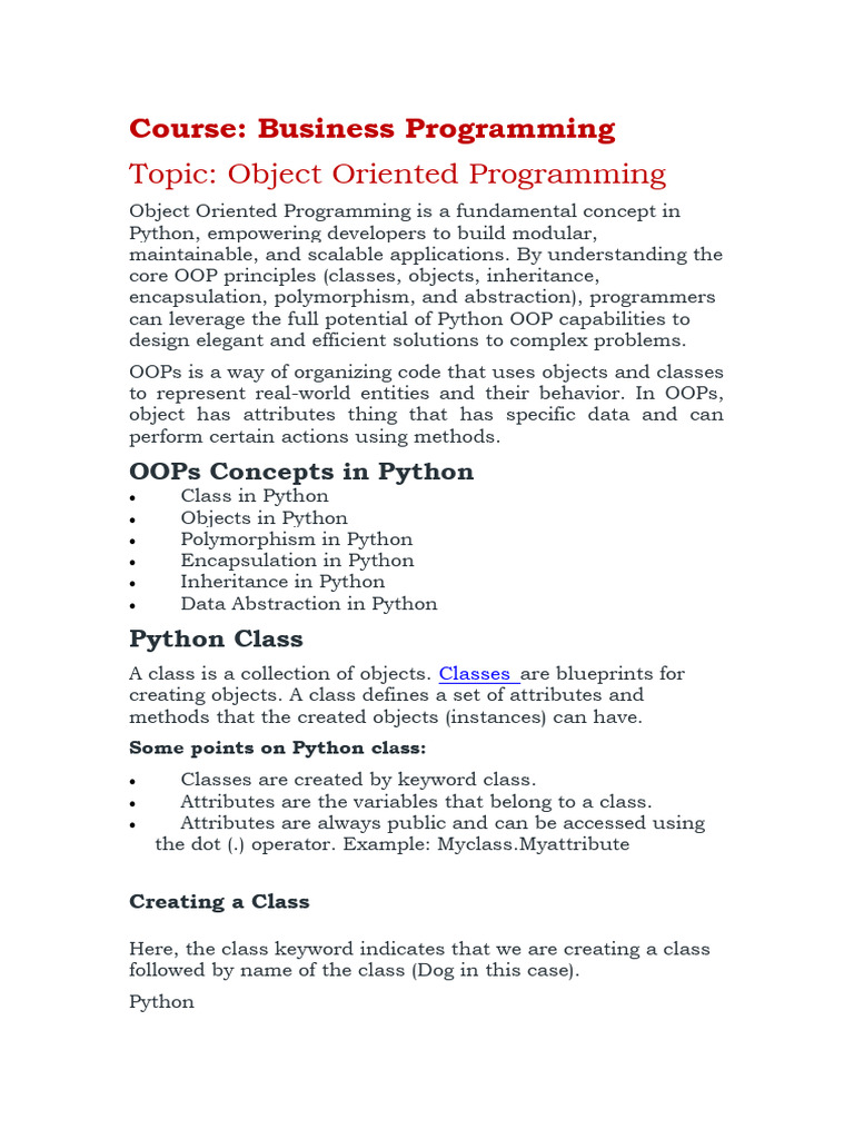 Object Oriented Programming Pdf Class Computer Programming Method Computer Programming