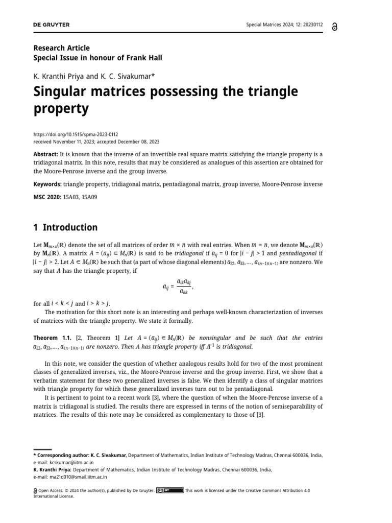 10.1515 - Spma 2023 0112 1 | PDF | Matrix (Mathematics) | Matrix Theory