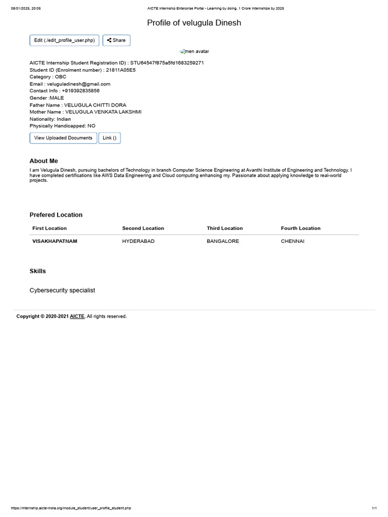 AICTE Internship Enterprise Portal - Learning by Doing. 1 Crore ...