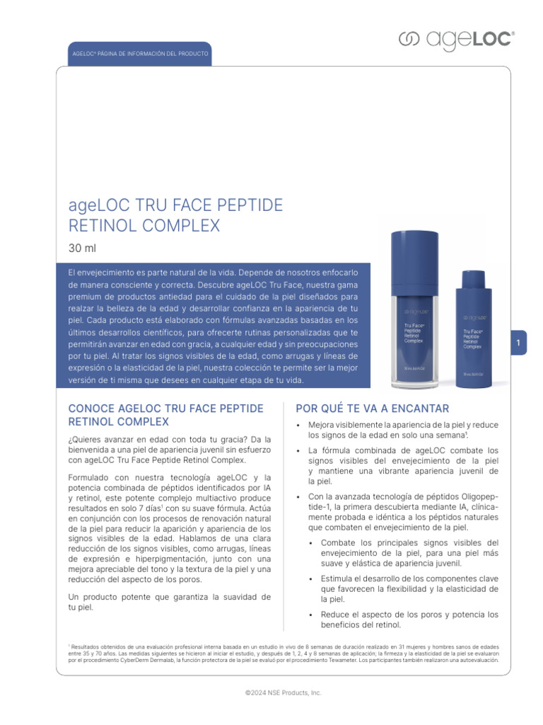 ageLOC Tru Face Peptide Retinol Complex | PDF | Vitamina a
