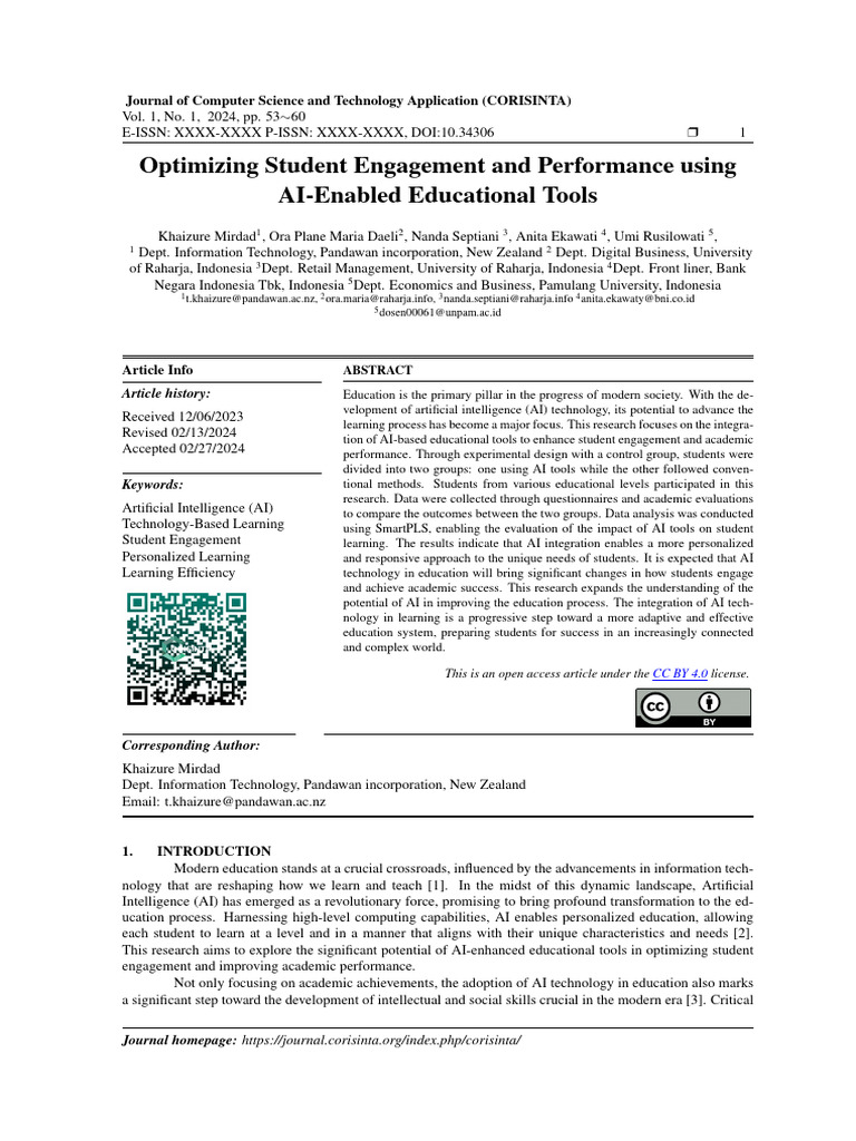 Optimizing Student Engagement and Performance Using AI-Enabled Educational Tools | PDF ...