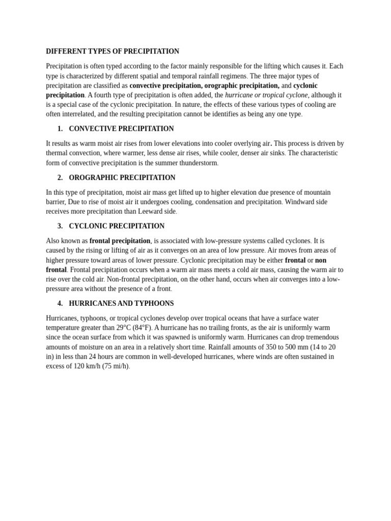 Different Types of Precipitation | PDF