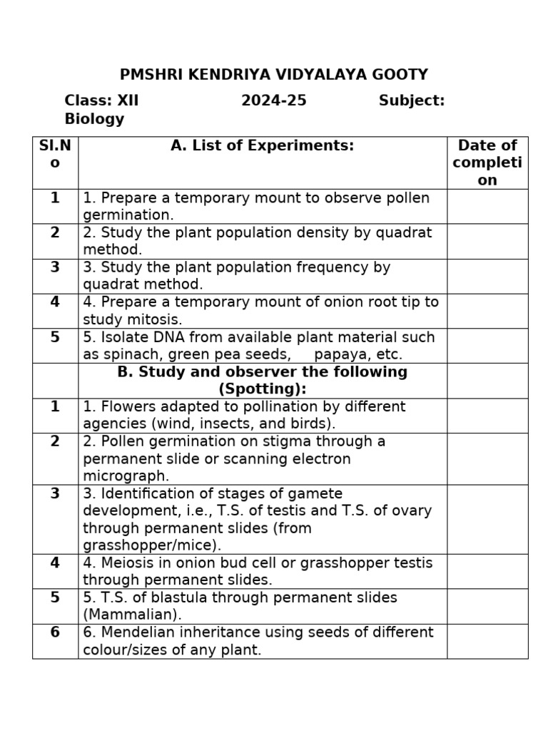 12th Experiments 1 | PDF