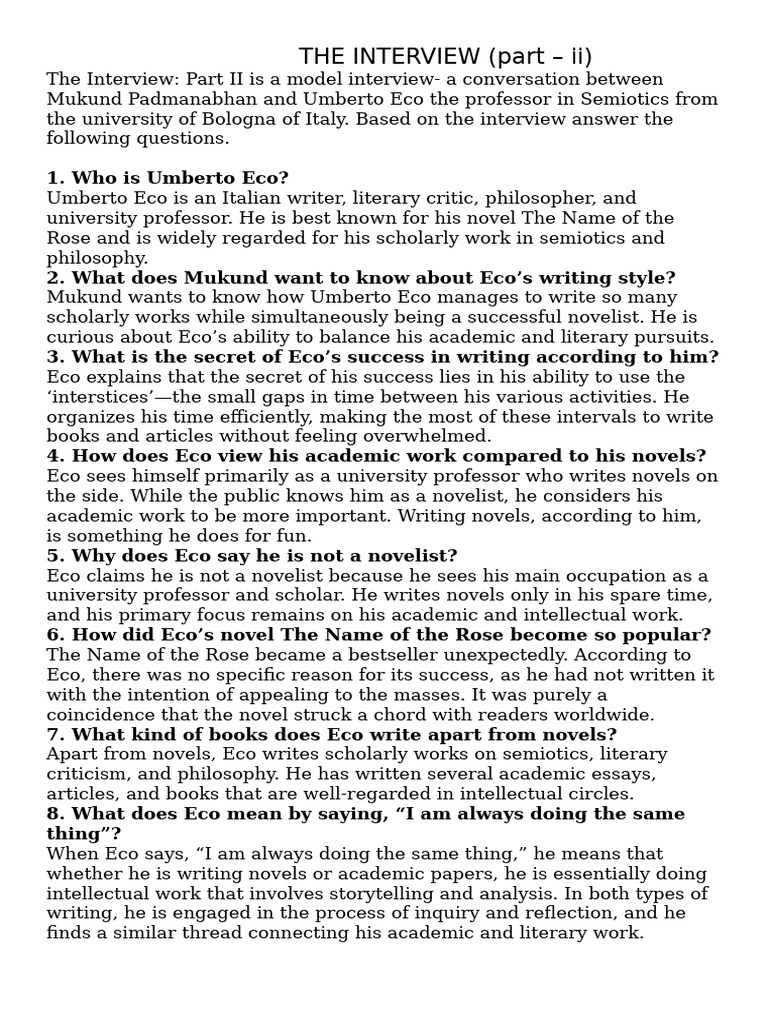 Part-II the Interview | PDF | Liberal Arts Education