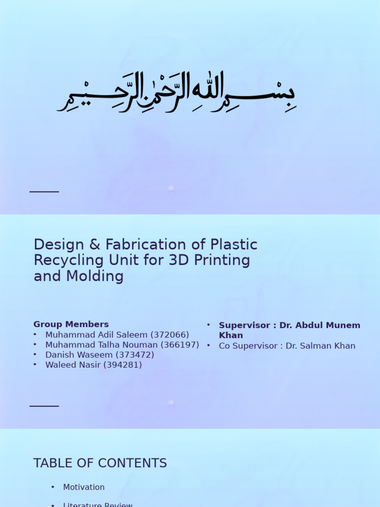 Design & Fabircation of Plastic Recycling Unit For 3D Printing ...
