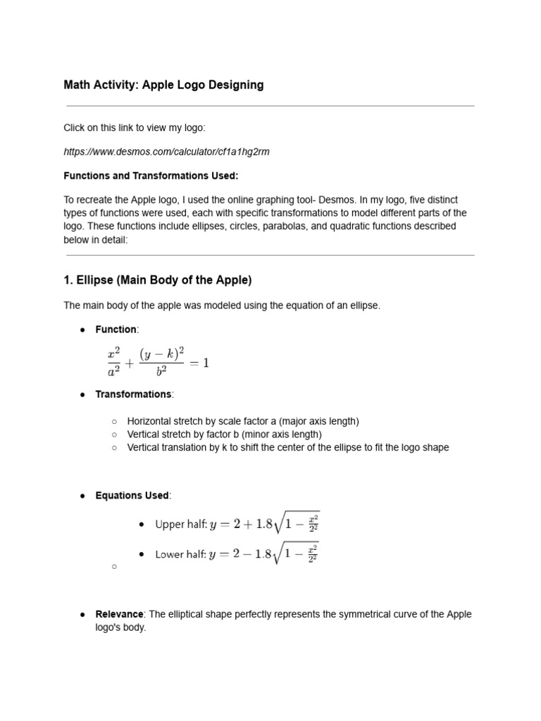 Math Activity - Apple Logo Designing | PDF | Ellipse | Shape