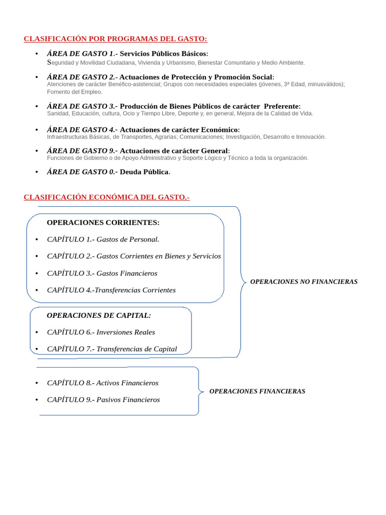 Clásificación de Los Gastos Entidades Locales | PDF