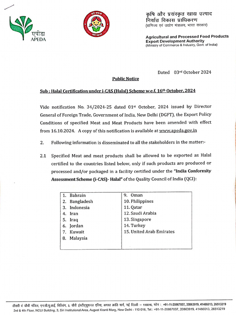 Public Notice Halal Certification Under iCAS Scheme | PDF