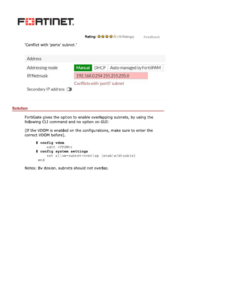 Enable subnet overlap to set IP address...e subnet (primary, secondary, VLAN.. | PDF