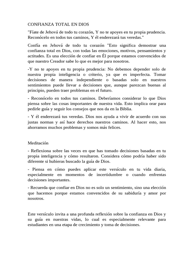 Confianza Total en Dios | PDF