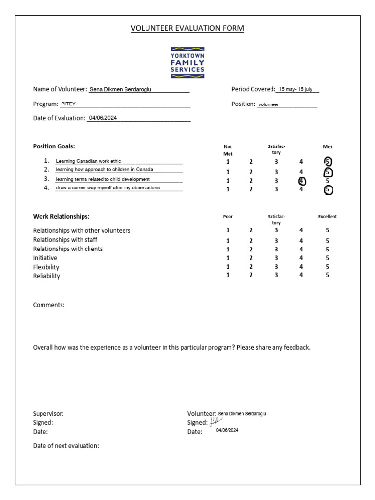 Volunteer Evaluation Form copy | PDF | Social Psychology ...