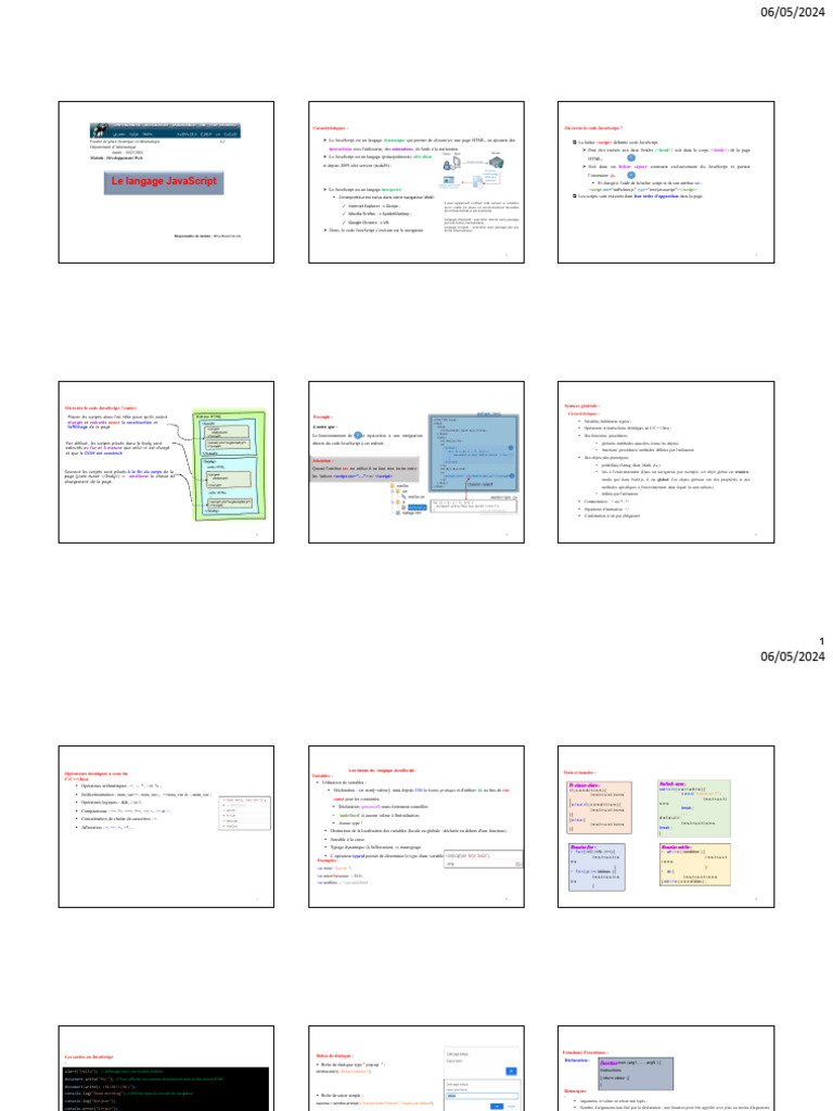 Introduction au JavaScript pour L2 | PDF | Modèle d'objet de document | JavaScript