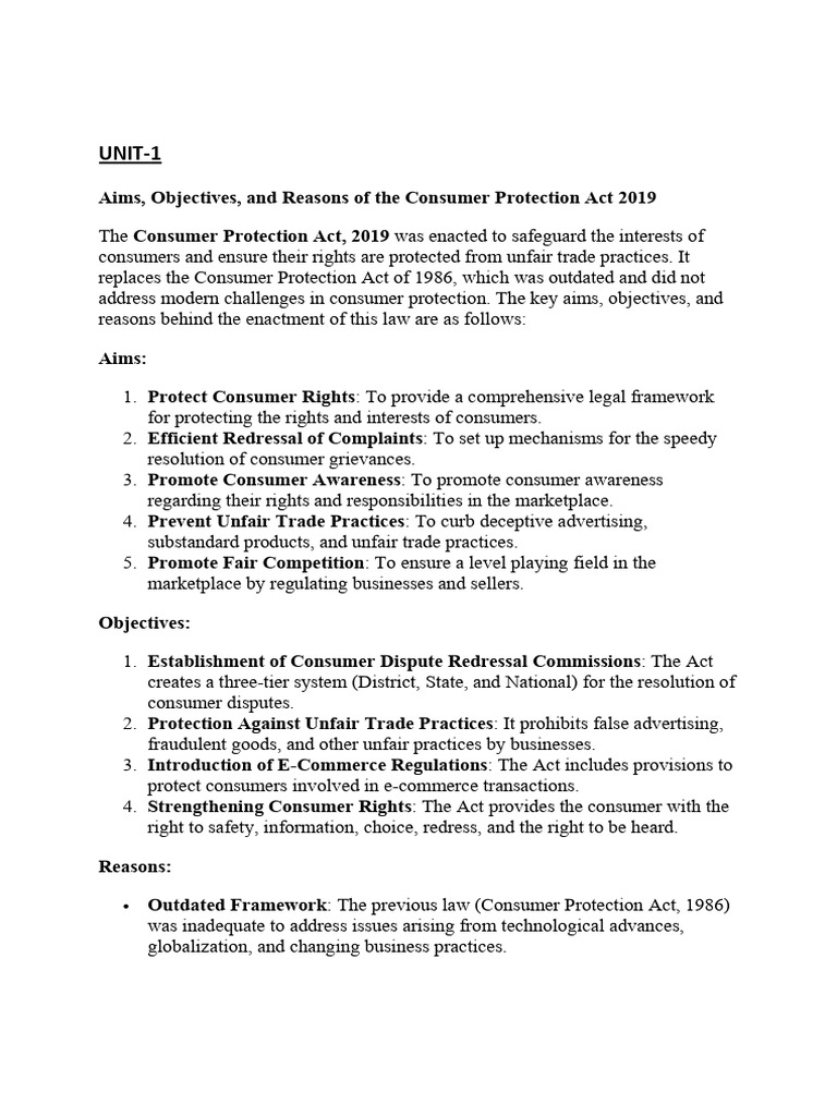 Consumer Protection Act 2019 Overview | PDF | Consumer Protection ...
