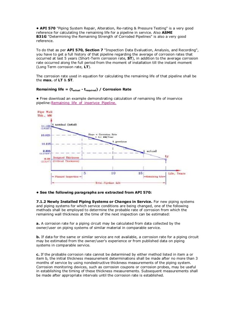 Remaining Life of Pipeline | PDF