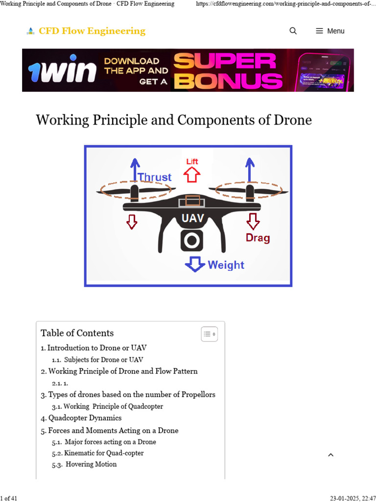 Working Principle and Components of Drone CFD Flow Engineering | PDF ...