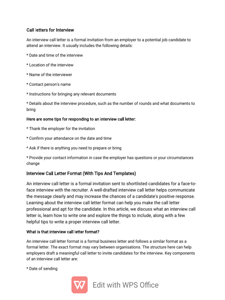 Call letters | PDF | Proofreading | Recruitment